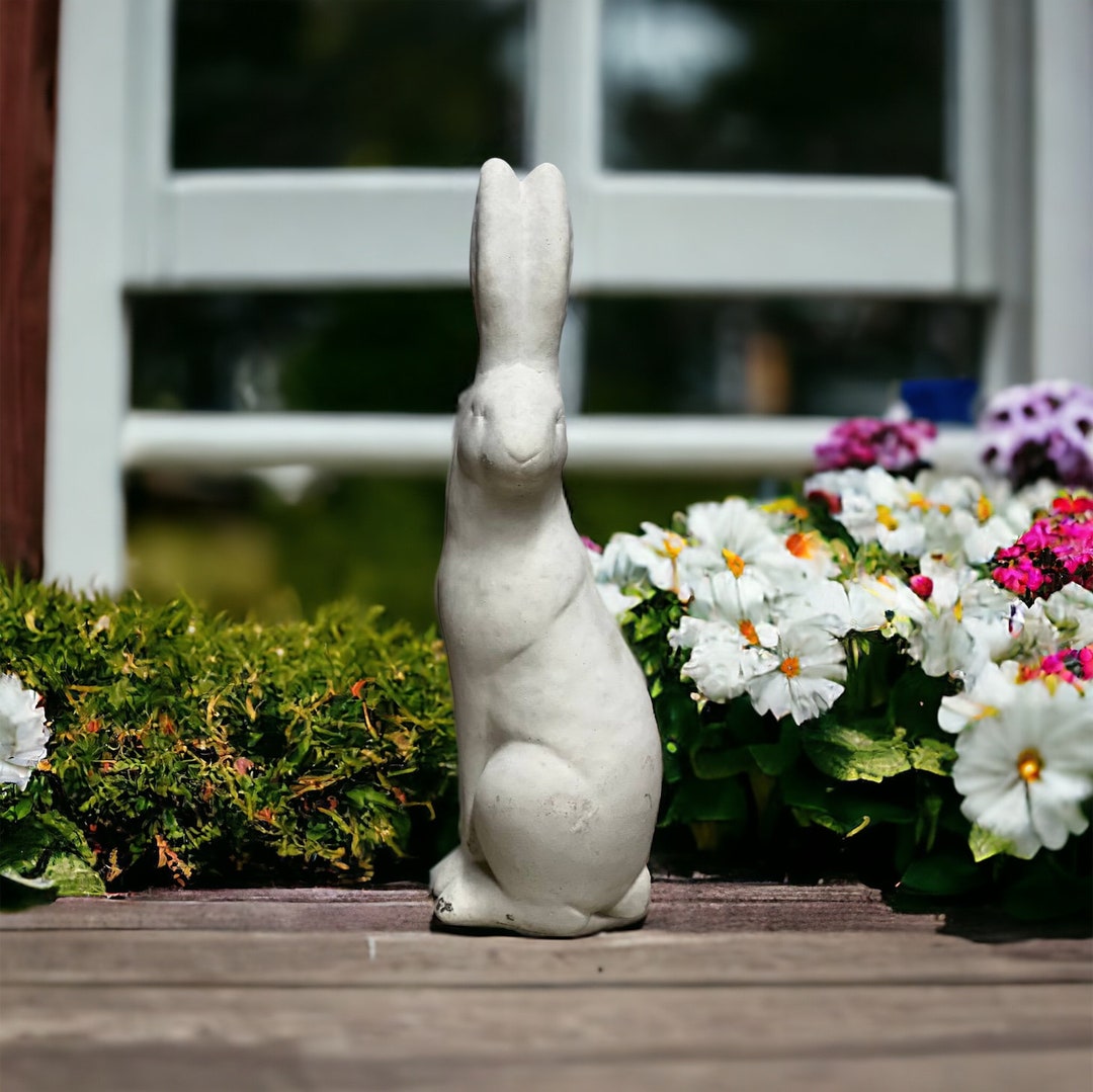 Garden Bunny, Stone Animal, Rabbit Figure, Bunny Graceful, Concrete ...