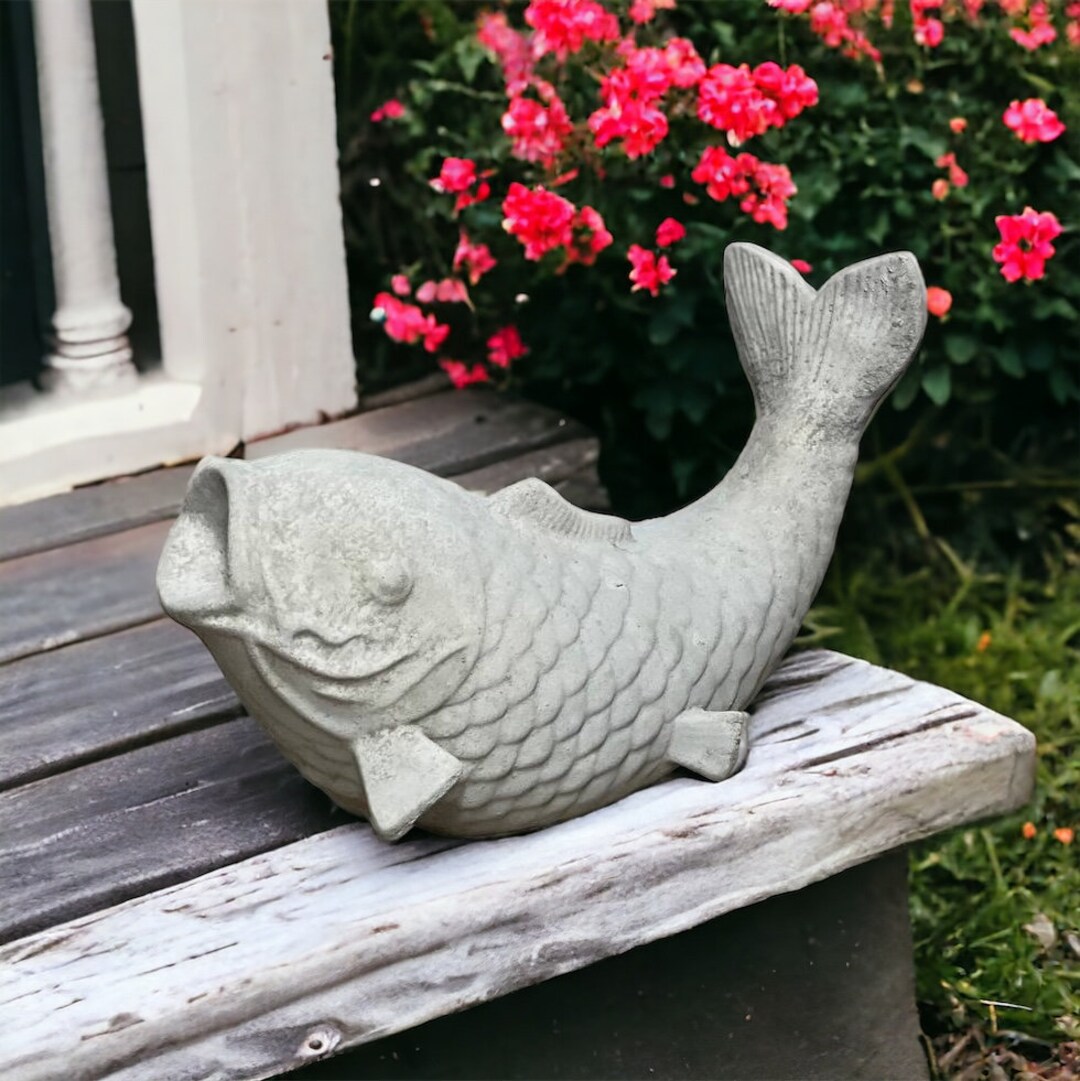 Koi Fish Figure, Concrete Fish, Garden Statue, Detailed Fish, Nautical ...
