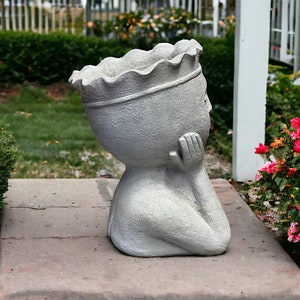 Nymph Flowers Pot, Concrete Planter, Garden Statue, Nymph Figure ...