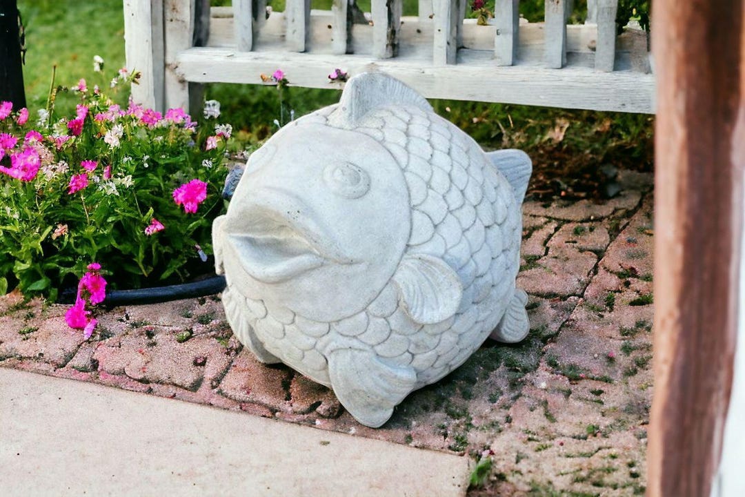 Bubba Fish, Koi Fish Statue, Fat Fish, Concrete Sculpture, Detailed ...