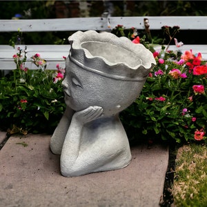 Nymph Flowers Pot, Concrete Planter, Garden Statue, Nymph Figure ...