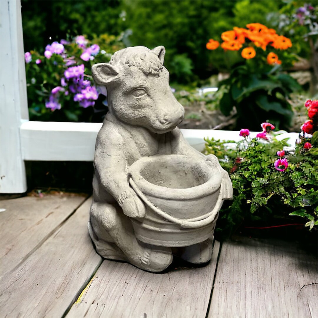 Concrete Planter, Cow Flowers Pot, Animal Statue, Garden Planter, Cow ...