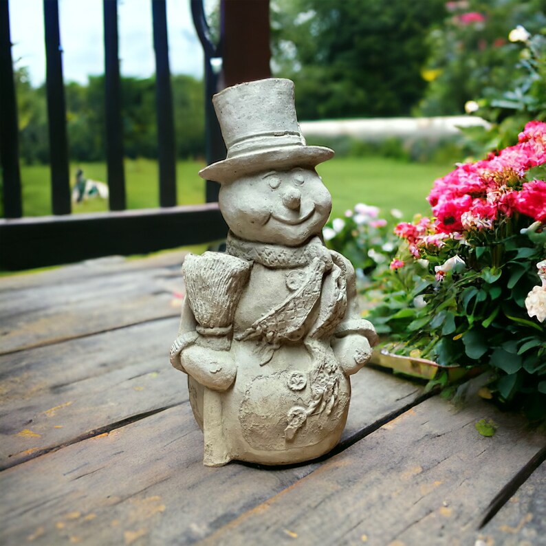 Realistic Snowman, Stone Figure, Concrete Snowman, Gift for Christmas ...