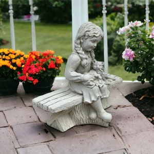 Massive Girl, Outdoor Sculpture, Girl on Bench, Garden Statue, Child ...
