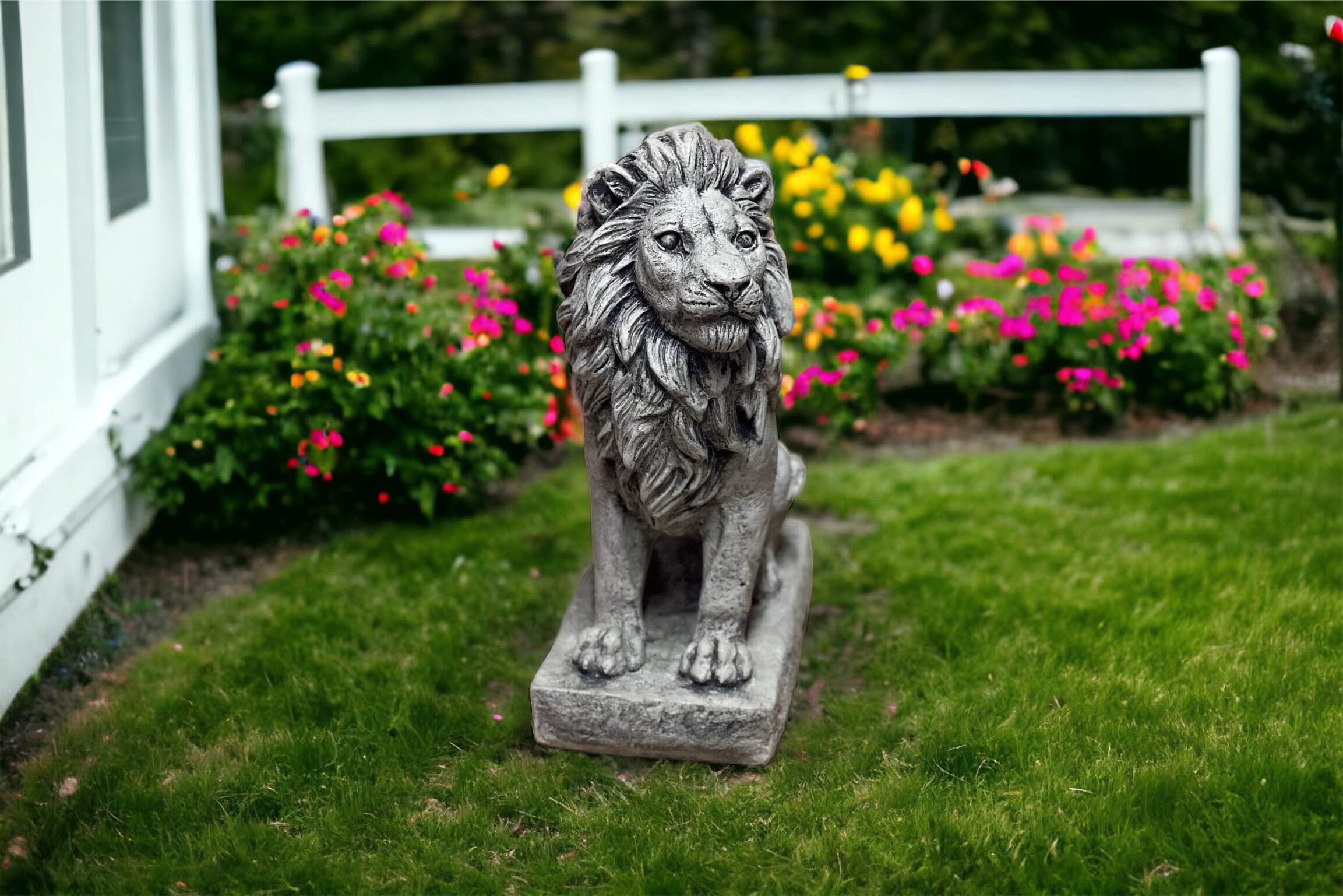 Lion Sculpture, Cement Lion, Guardian Animal, Outdoor Statue, Front ...