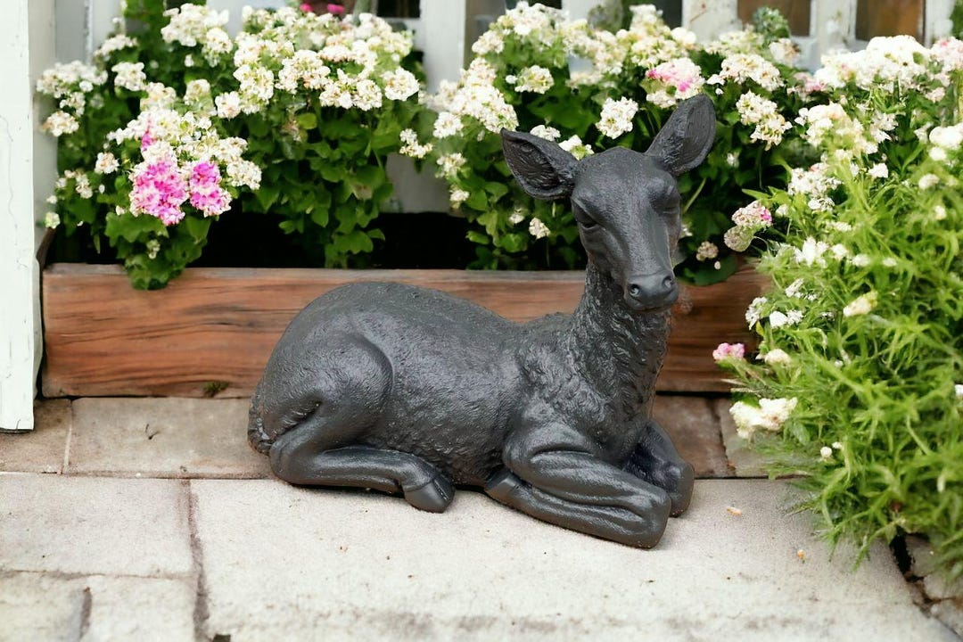 Laying Deer, Concrete Animal, Fawn Sculpture, Detailed Deer, Gift ...