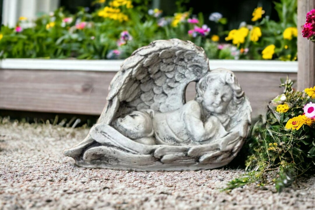 Resting Cherub, Facing Right, Angel in Wings, Religious Figure, Angel ...