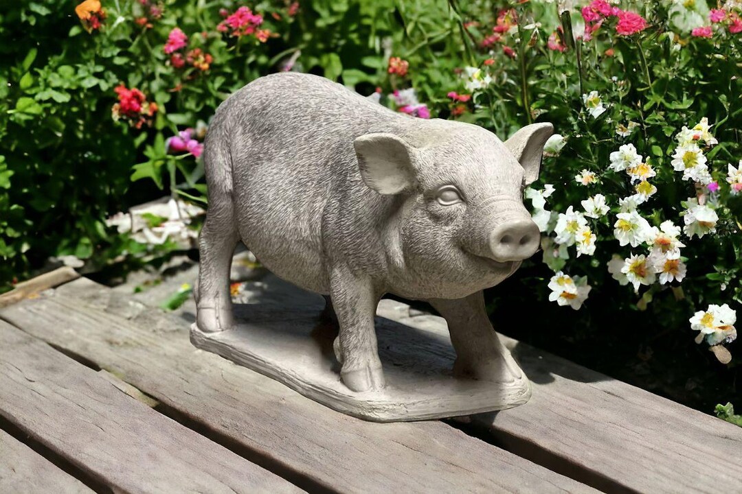 Pig Statue, Potbelly Piglet, Farm Animal, Concrete Pig, Home Decoration ...