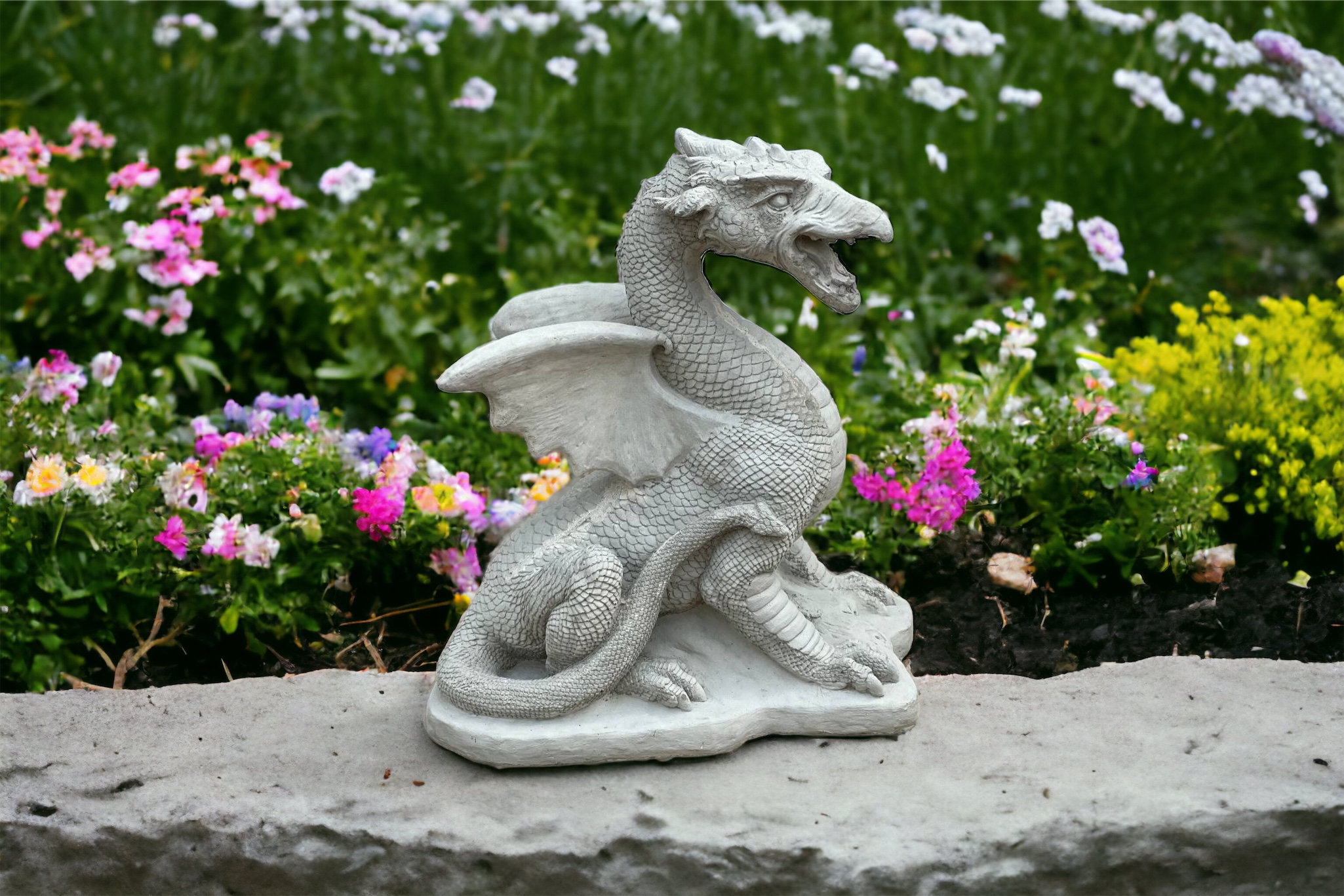 Dragon Statue, Concrete Dragon, Fairy Garden, Mythical Decor, Outdoor ...