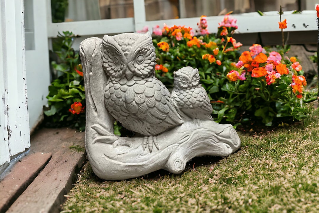 Two Owls, Concrete Birds, Owl Sculpture, Garden Statue, Birds Lovers ...