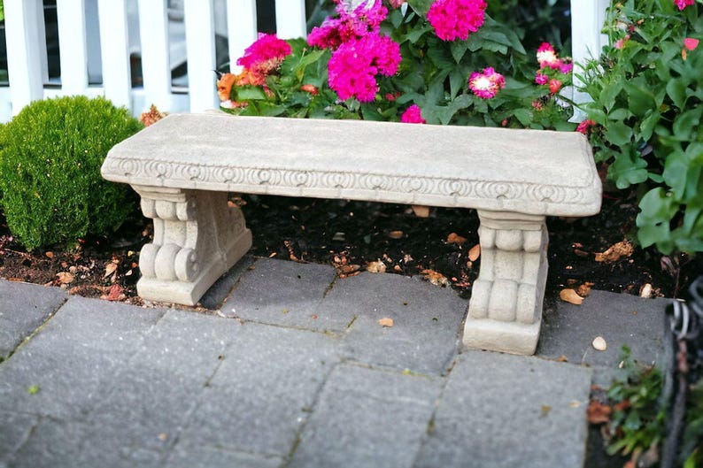Garden Bench, Concrete Bench, Bench Figure, Detailed Bench, Yard Art ...