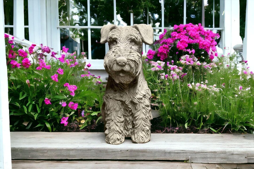 Schnauzer Dog, Garden Statue, Sitting Dog, Concrete Schnauzer, Pet ...