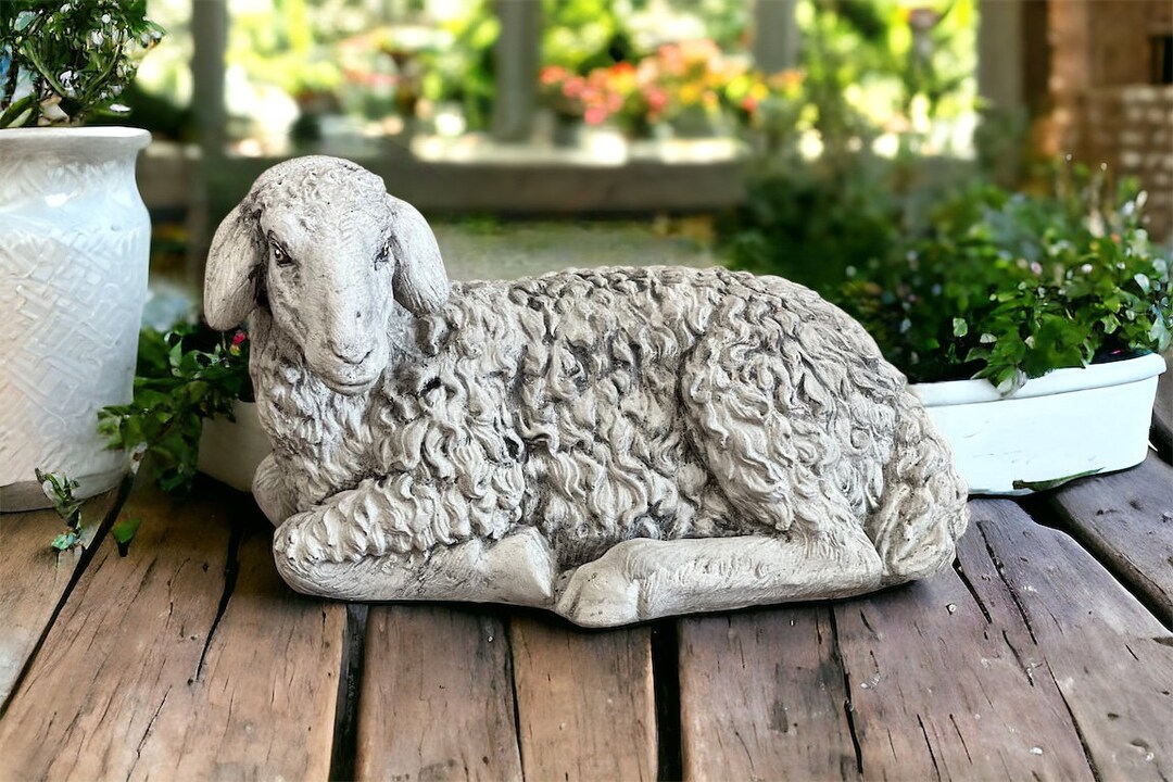 Lamb Figure, Garden Sheep, Yard Lamb, Outdoor Sculpture, Backyard ...