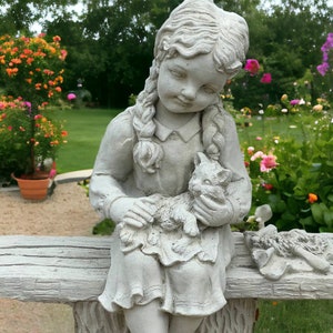 Massive Girl, Outdoor Sculpture, Girl on Bench, Garden Statue, Child ...