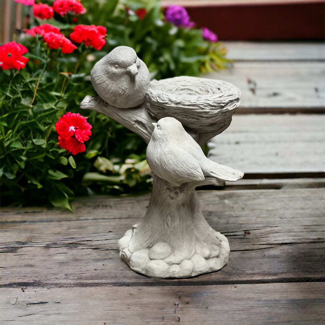 Concrete Birds, Garden Statue, Birds on Tree, Two Birds With Nest ...