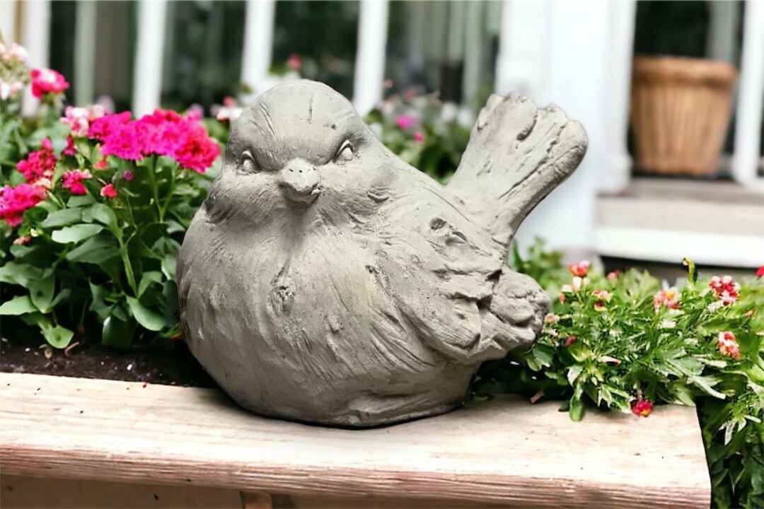 Small Bird Statue, Garden Figure, Concrete Bird, Porch Decor, Stone ...