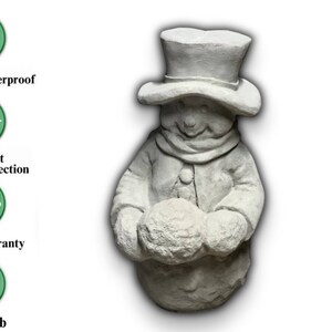 Snowman Figure, Garden Sculpture, Detailed Snowman, Outdoor Statue ...
