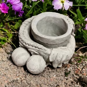 Baseball Planter, Concrete Flowers Pot, Planter With Glove, Planter ...
