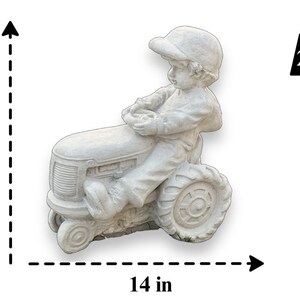 Concrete Boy on Tractor, Boy Statue, Kid Sculpture, Garden Decoration ...