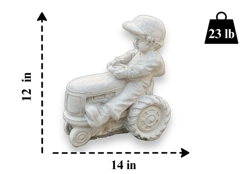 Concrete Boy on Tractor, Boy Statue, Kid Sculpture, Garden Decoration ...