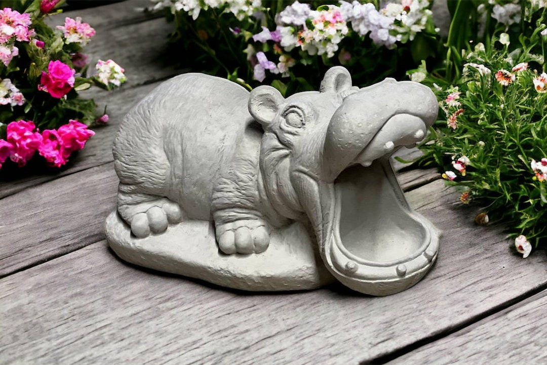 Concrete Hippo, Outdoor Statue, African Hippopotamus, Garden Figure ...