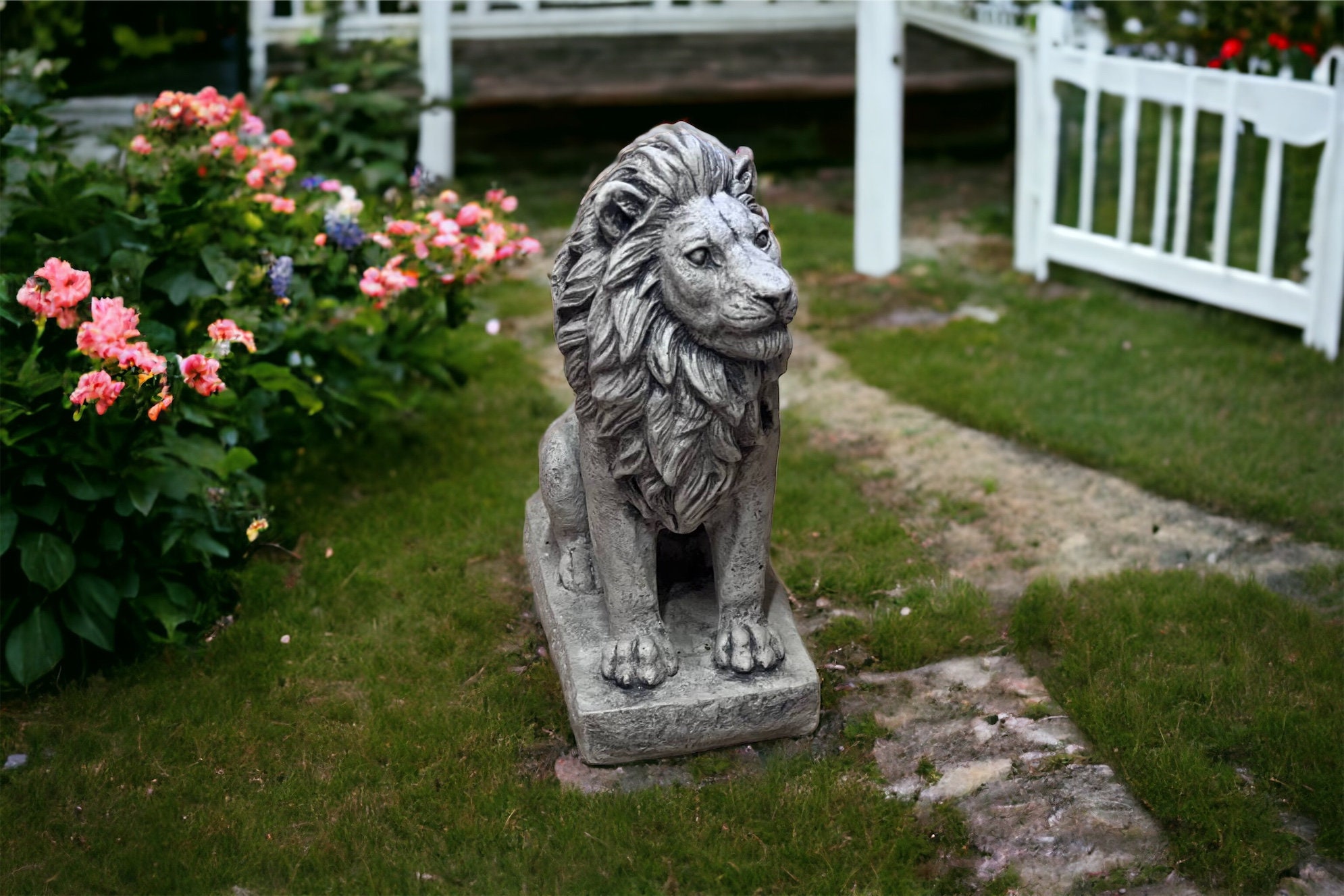Lion Sculpture, Cement Lion, Guardian Animal, Outdoor Statue, Front ...