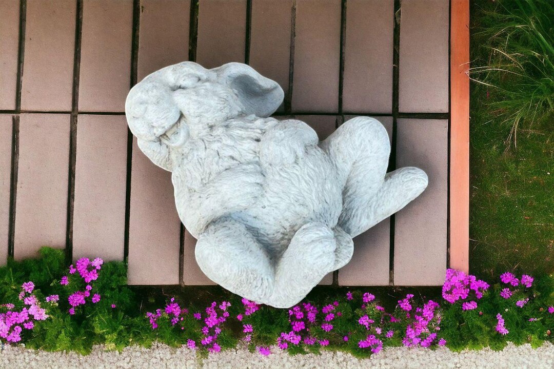 Giggling Rabbit, Bunny Statue, Easter Decoration, Stone Animal, Yard ...