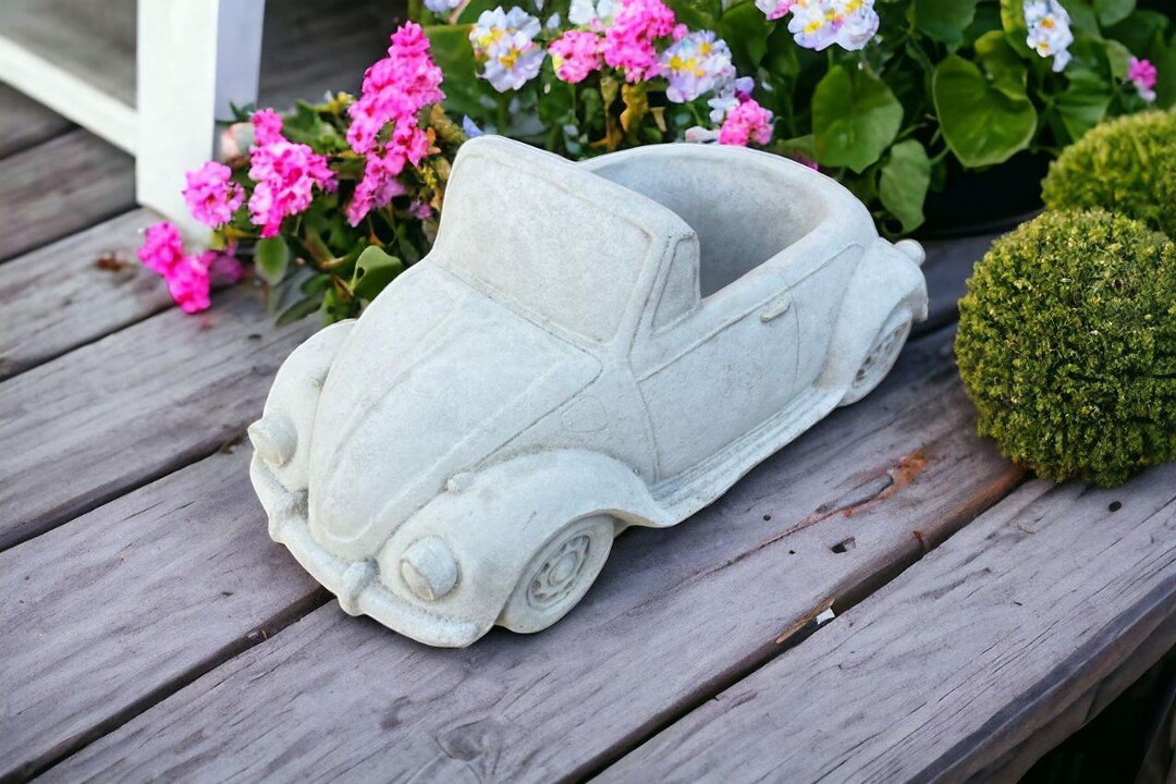 Car Planter, Concrete Planter, Car Statue, Flowers Pot, Stone Decor ...