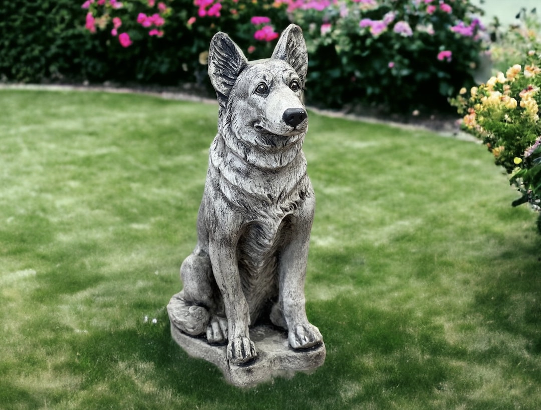 German Shepherd Sculpture, Concrete Dog, German Shepherd Memorial ...