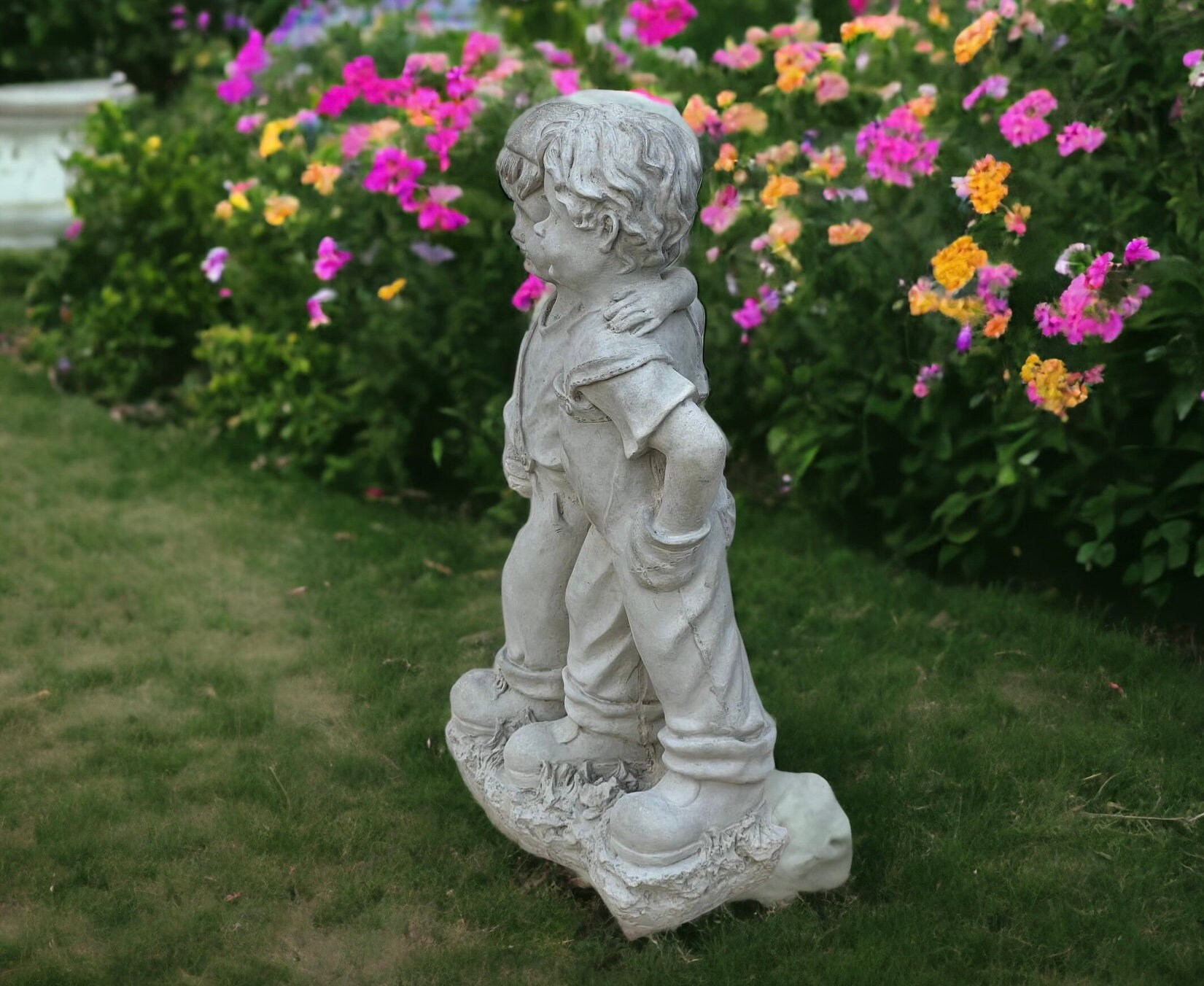 Concrete Boys, Kids With Baseball, Garden Statue, Child Figure, Two ...