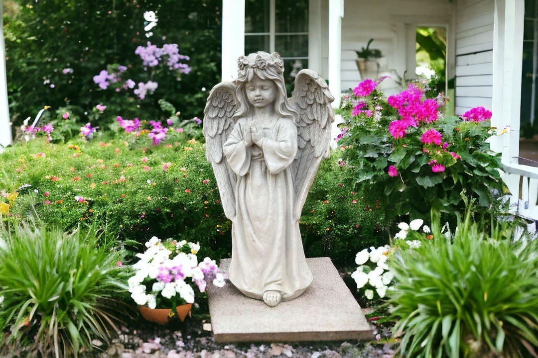 Extra Large Angel, Girl Figure, Concrete Angel, Garden Statue, Praying ...