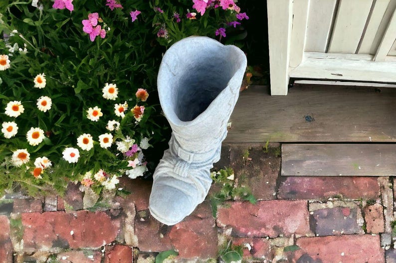 Cowboy Boot Statue, Detailed Cowboy Boot Figure, Flower Planter ...