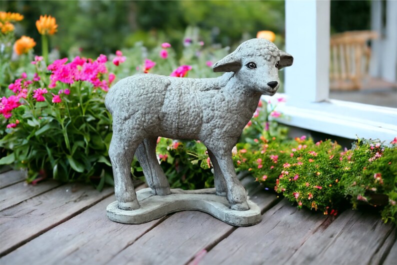 Lamb Sculpture, Concrete Sheep, Standing Lamb, Farm Style, Outdoor ...