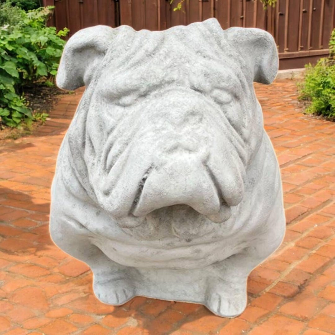 English Bulldog, Dog Statue, Concrete Bulldog, Pet Memorial, Stone ...