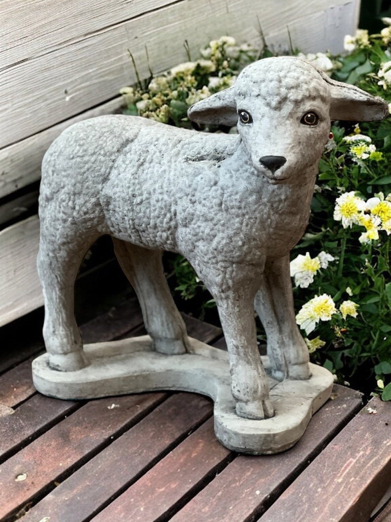 Lamb Sculpture, Concrete Sheep, Standing Lamb, Farm Style, Outdoor ...