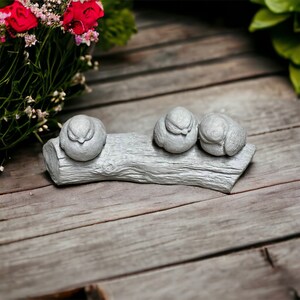 Concrete Birds, Three Birds, Garden Sculpture, Birds on Log, Realistic ...