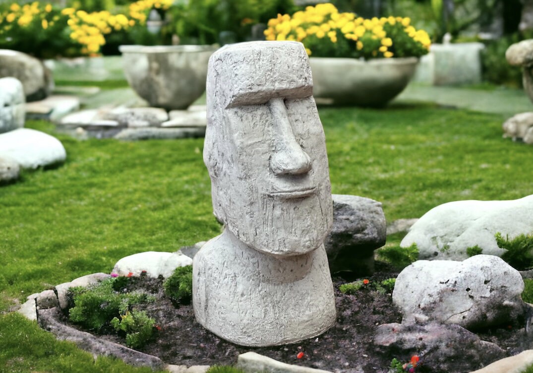 Moai Head, Moai Statue, Easter Island, Concrete Moai, Zen Garden, Backyard Decor, Massive Moai ...