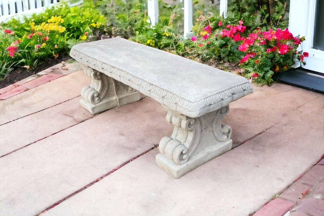 Garden Bench, Concrete Bench, Bench Figure, Detailed Bench, Yard Art ...