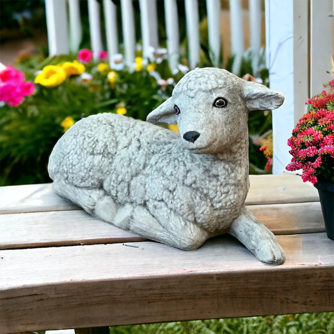 Outdoor Lamb, Concrete Sheep, Lamb Sculpture, Laying Lamb Statue ...
