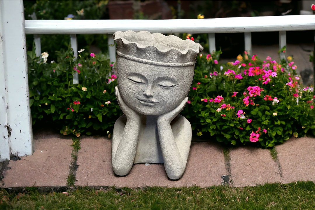 Nymph Flowers Pot, Concrete Planter, Garden Statue, Nymph Figure ...