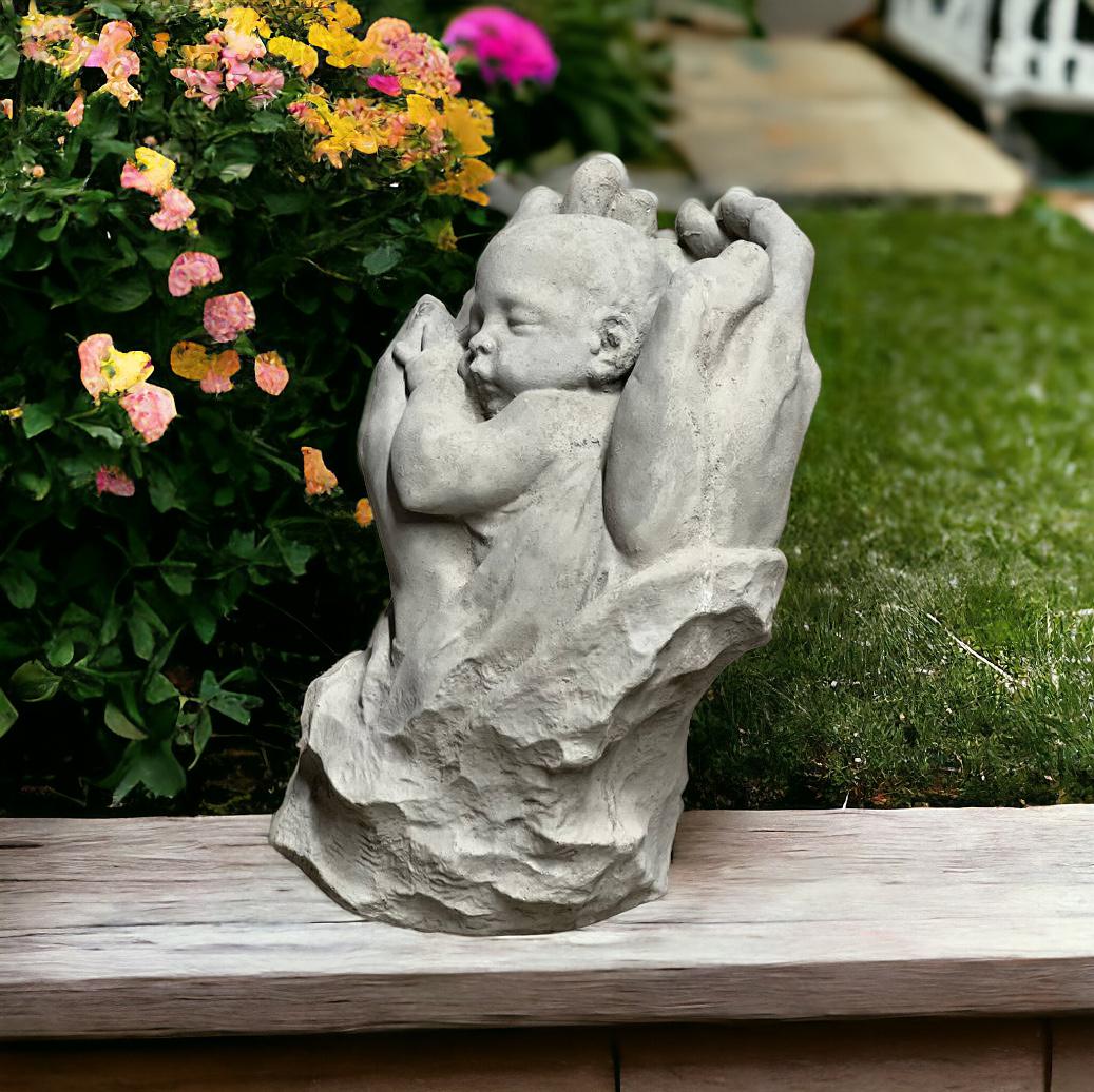 Loving Hands, Child Sculpture, Concrete Kid Memorial, Hands Figure ...