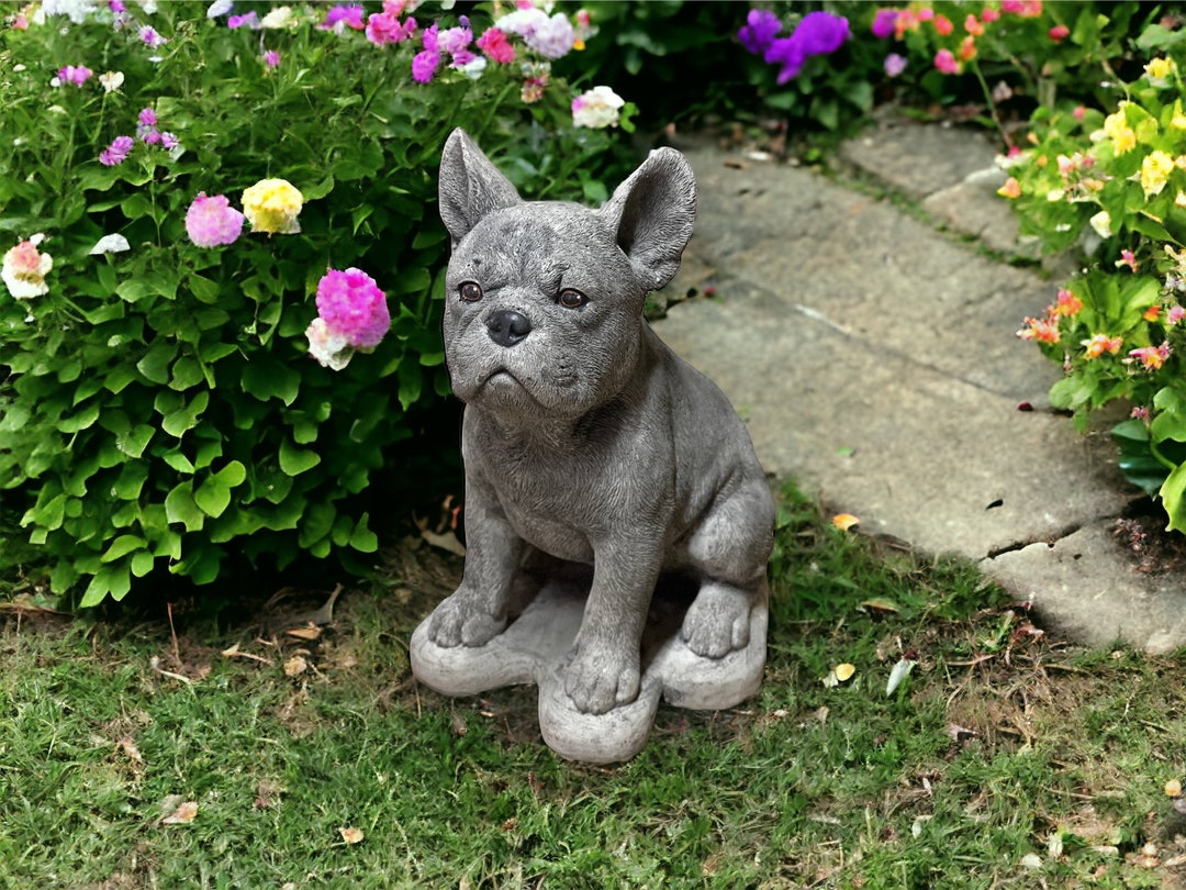 French Bulldog, Dog Statue, Bulldog Memorial, Pet Loss, Concrete ...