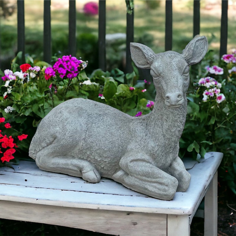 Concrete Deer Statues - Etsy
