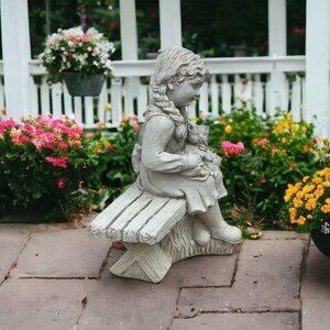 Massive Girl, Outdoor Sculpture, Girl on Bench, Garden Statue, Child ...