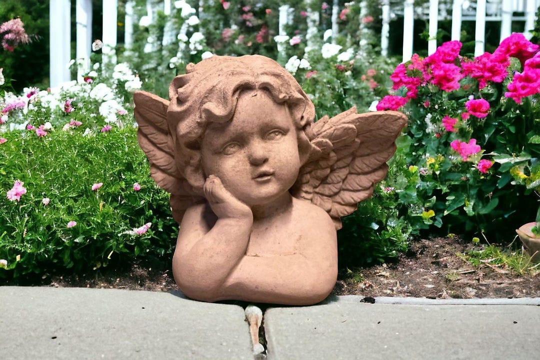 Cherub Figure, Concrete Angel, Cherub Statue, Detailed Cherub, Bust ...
