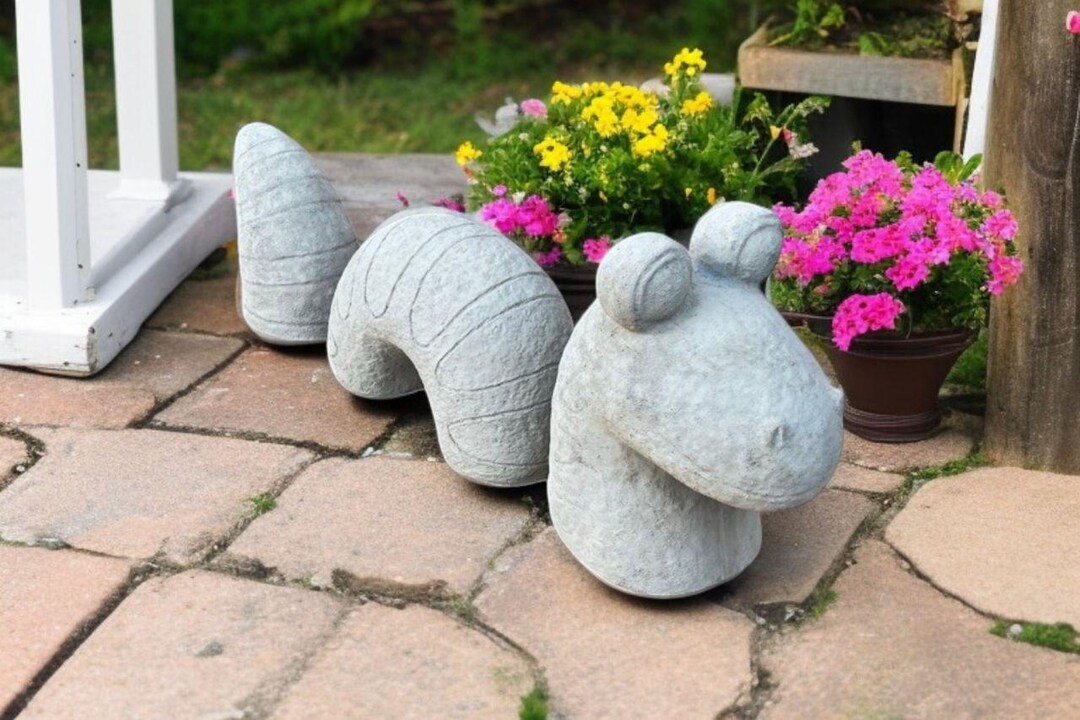 Worm Statue, Three Pieces Worm, Concrete Animals, Garden Figure, Stone ...