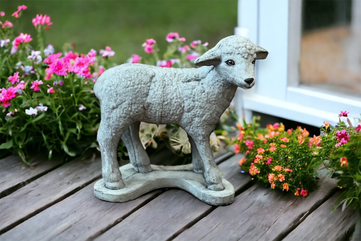 Lamb Sculpture, Concrete Sheep, Standing Lamb, Farm Style, Outdoor ...