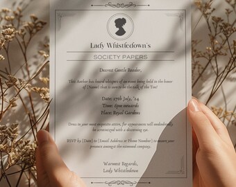 Editable Bridgerton Theme Invitation, Regency Era Birthday Invite Party ...