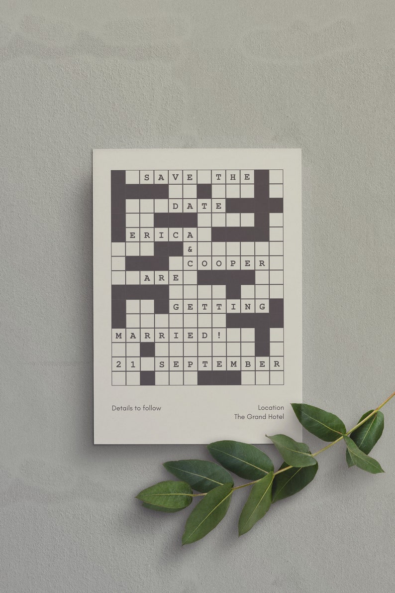 Crossword Theme Wedding | Save the Date | Minimalist Aesthetic | Modern ...