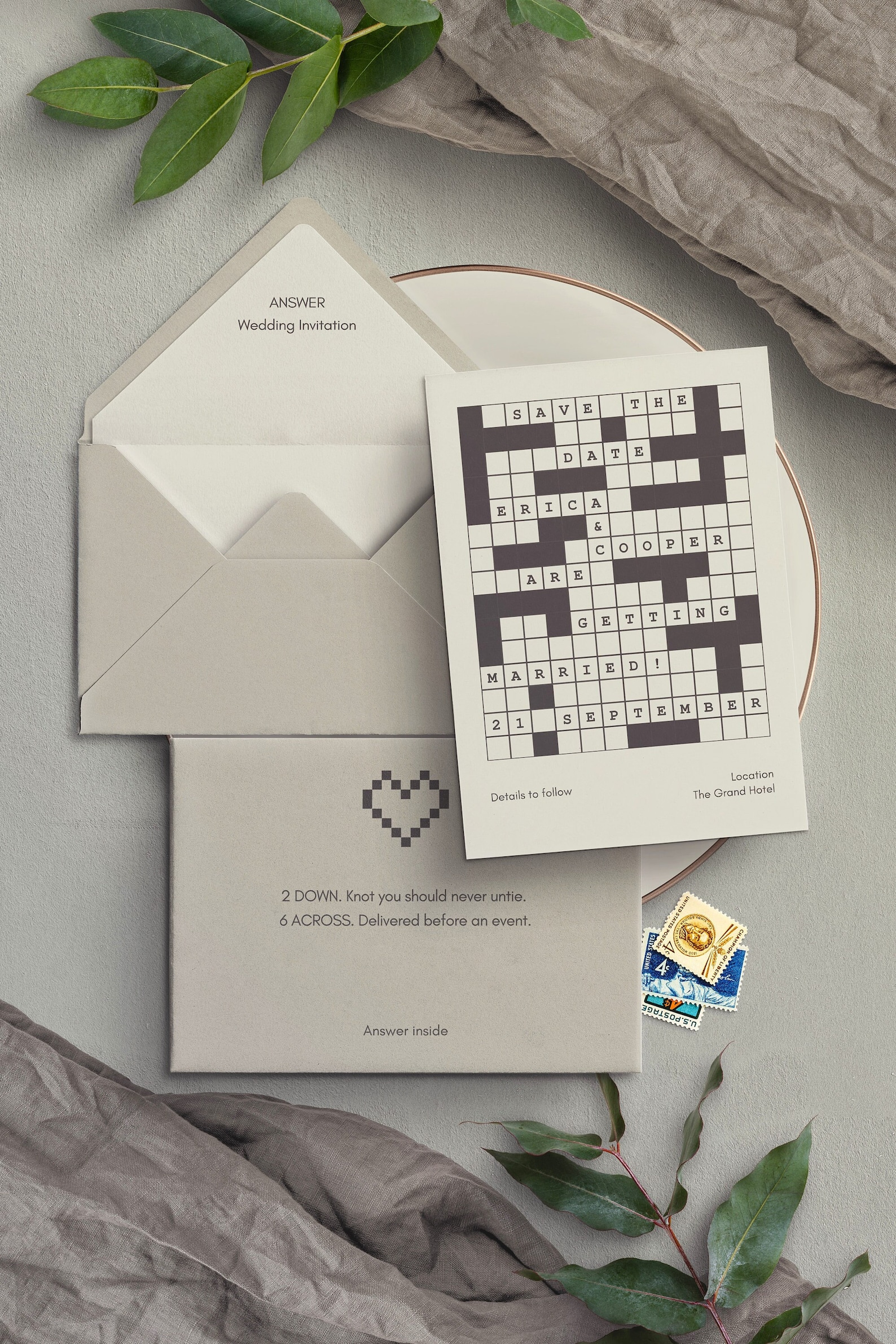Crossword Theme Wedding | Save the Date | Minimalist Aesthetic | Modern ...